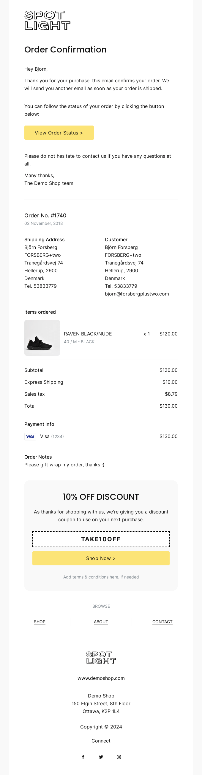 Email Templates for Shopify - Spotlight theme